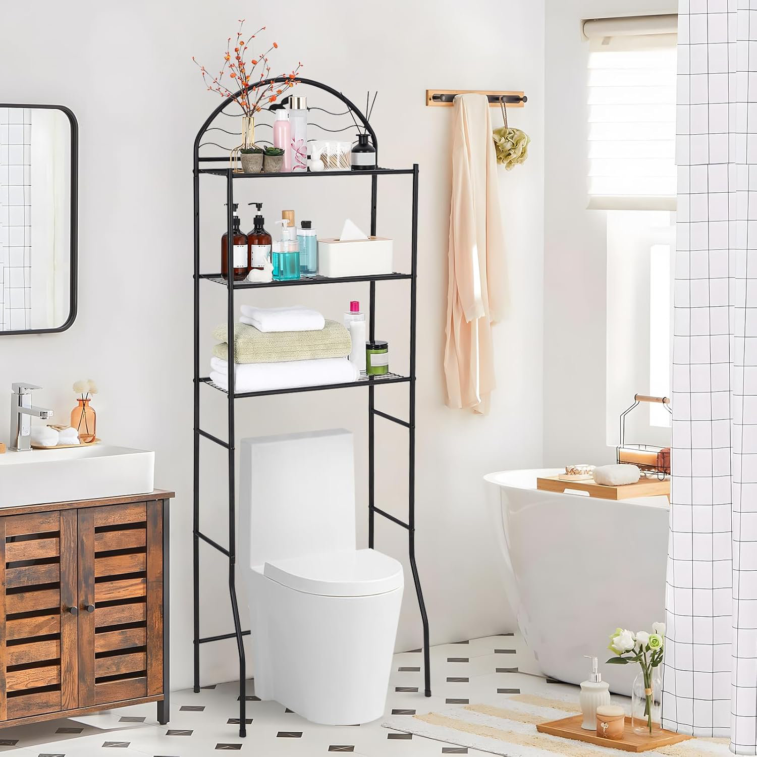 Rebrilliant Over The Toilet Storage Shelves, 3 Tier Bathroom Organizer ...