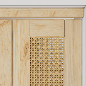 HOZONE Paneled Unfinished Wood And Imitation Rattan Hand-Woven Bi-Fold ...