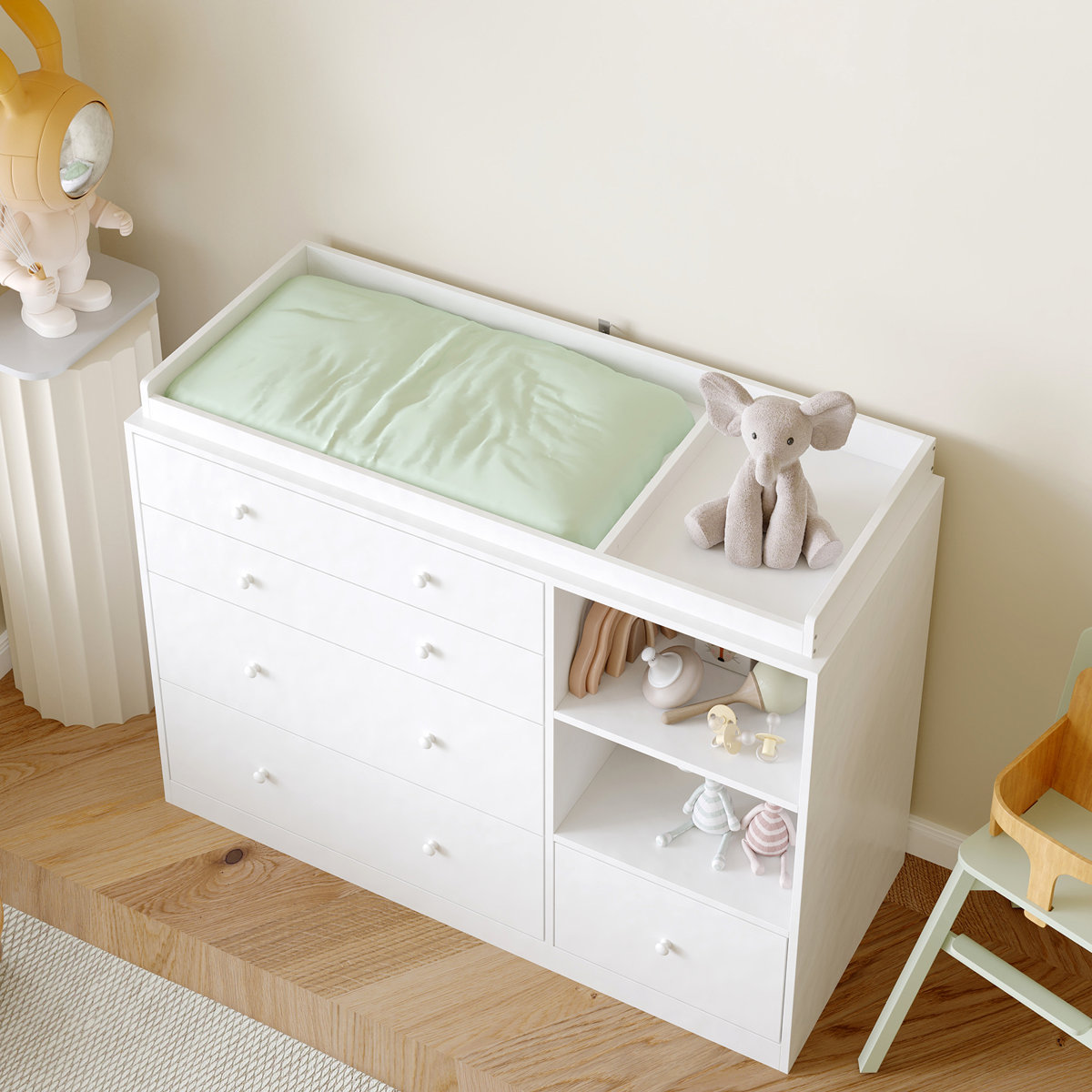 Isabelle & Max White Chest Of Drawers, Baby Changing Unit With 5 ...