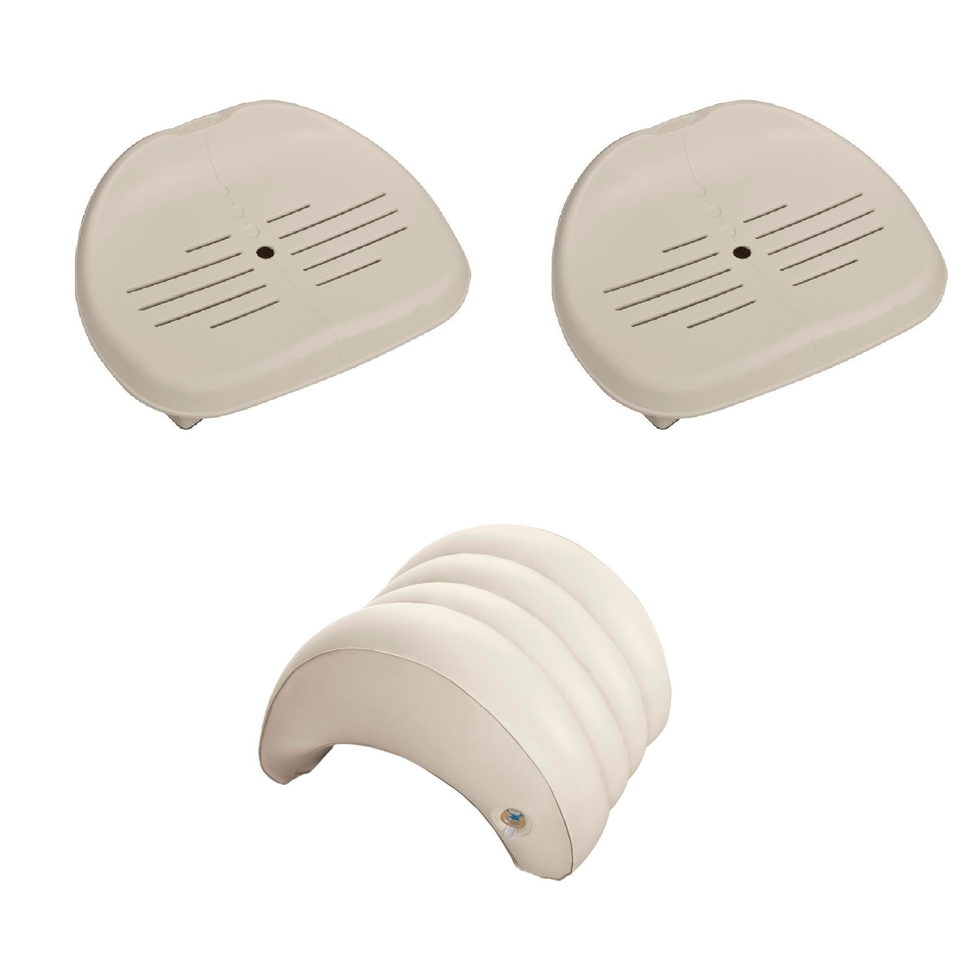 Intex Inflatable Slip Resistant Spa Seat (2 Pack) & Inflatable Headrest ...