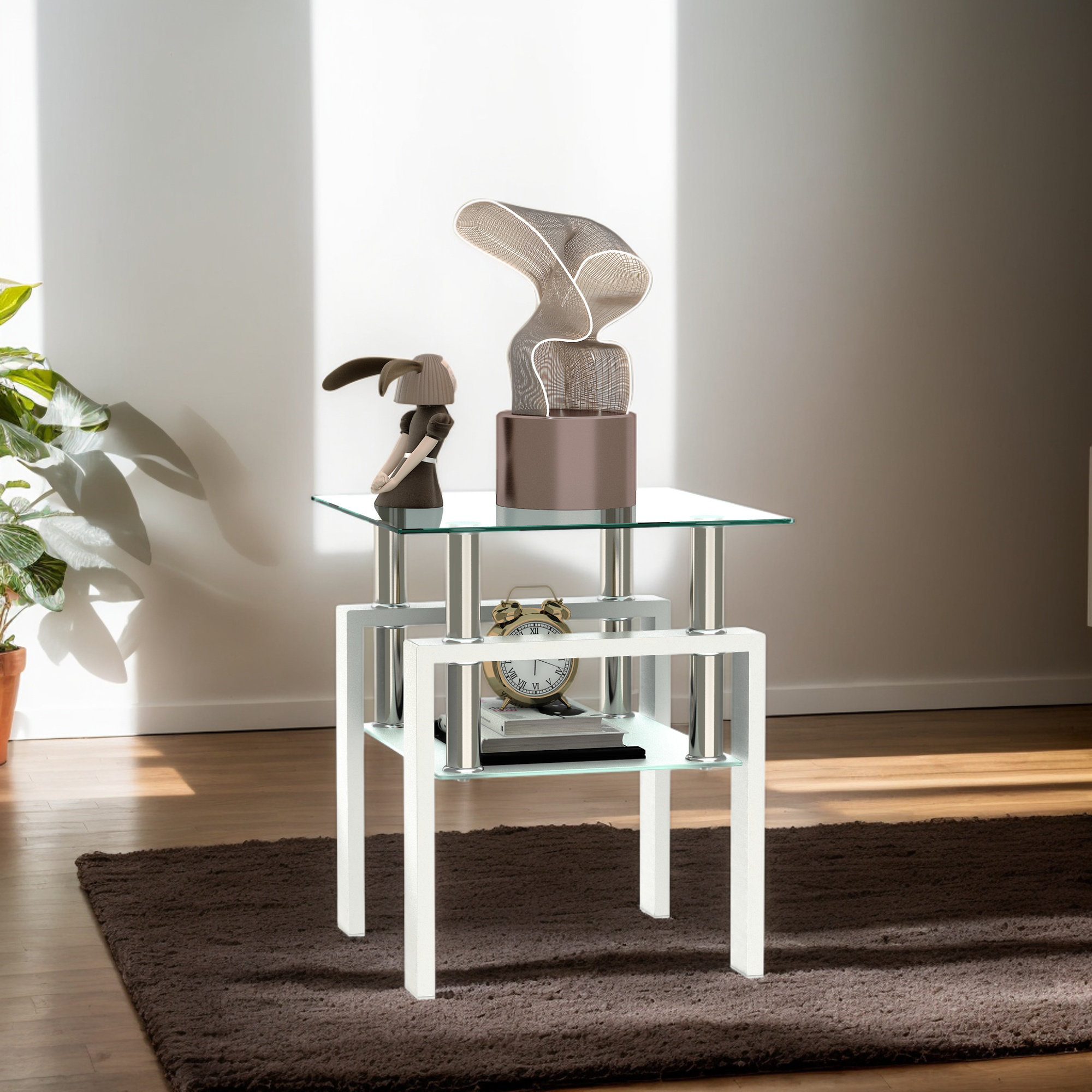 Wrought Studio™ Tempered Glass Coffee Table Modern Side Tea Table ...