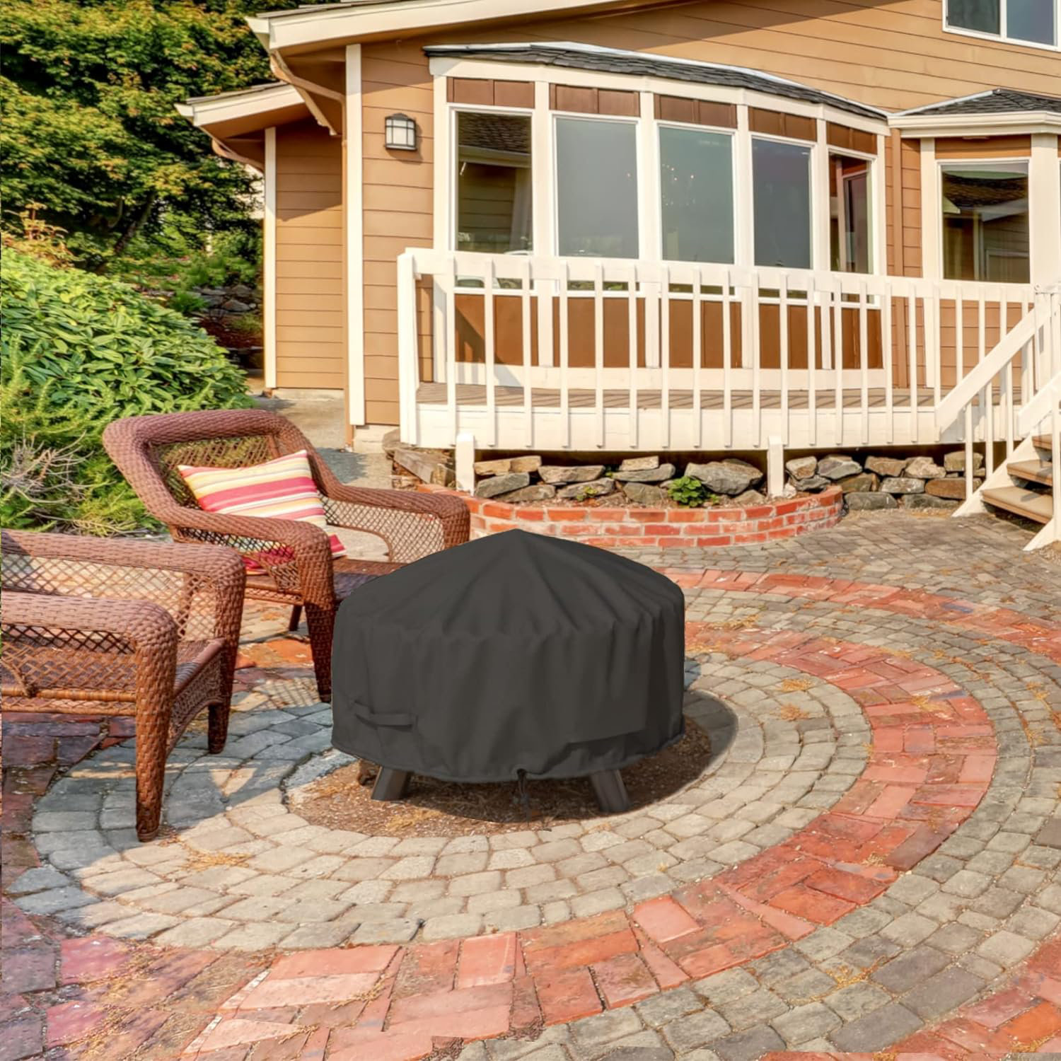 SHIENSTAR Waterproof and Windproof Durable Round Fire Pit Cover for 22 ...