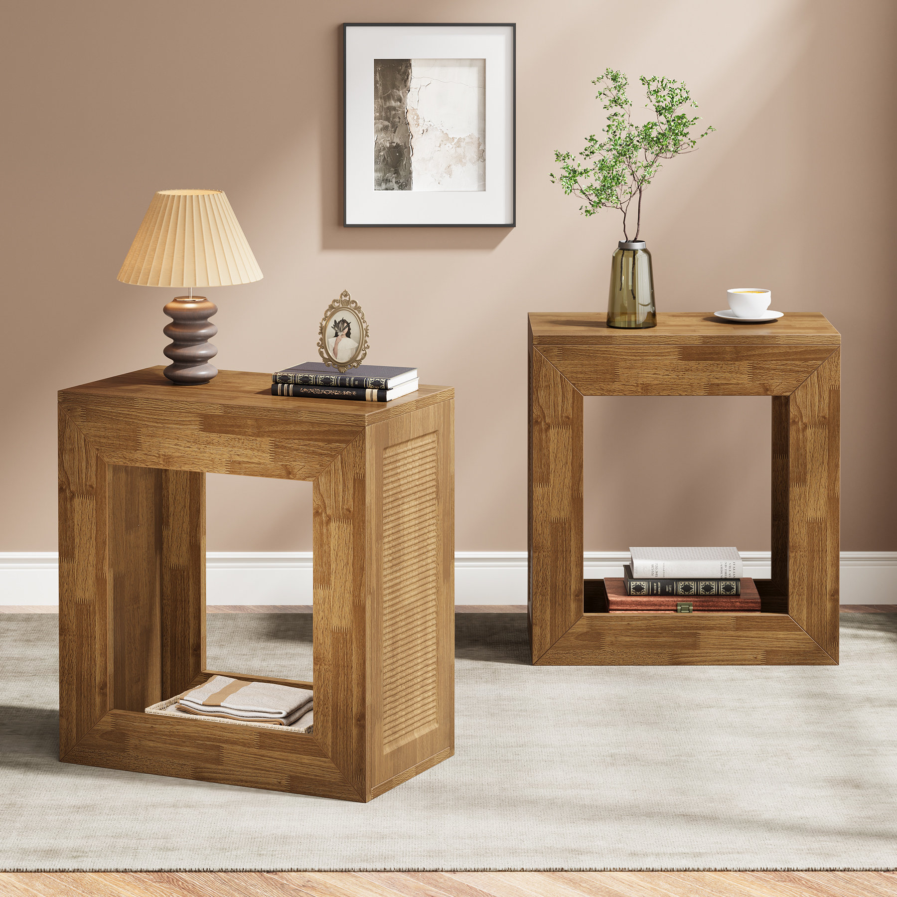 17 Stories 2-tier Farmhouse Side Table (set Of 2) - Wayfair Canada