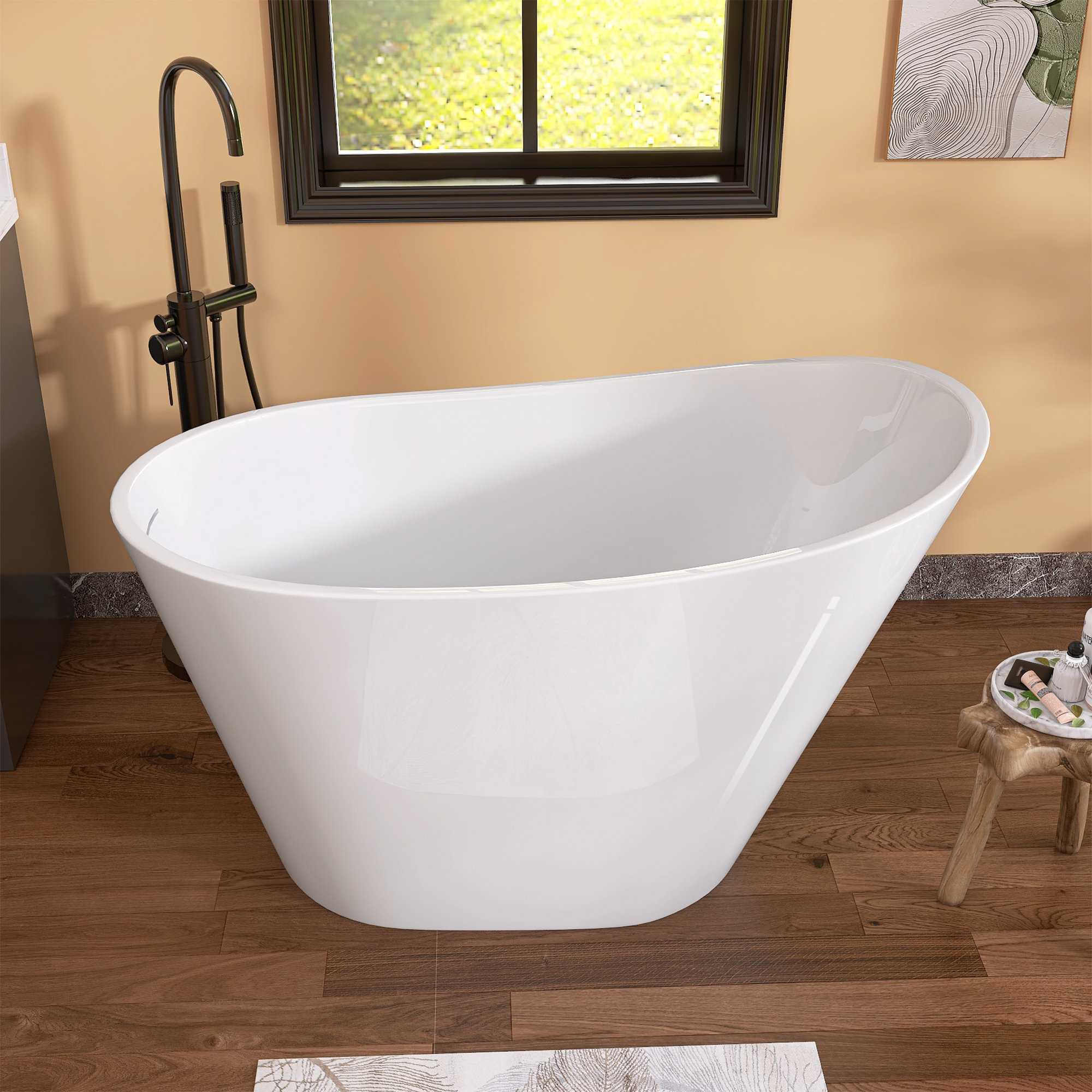 ZEAFIVE 51" x 28" Freestanding Soaking Acrylic Bathtub Free Standing ...