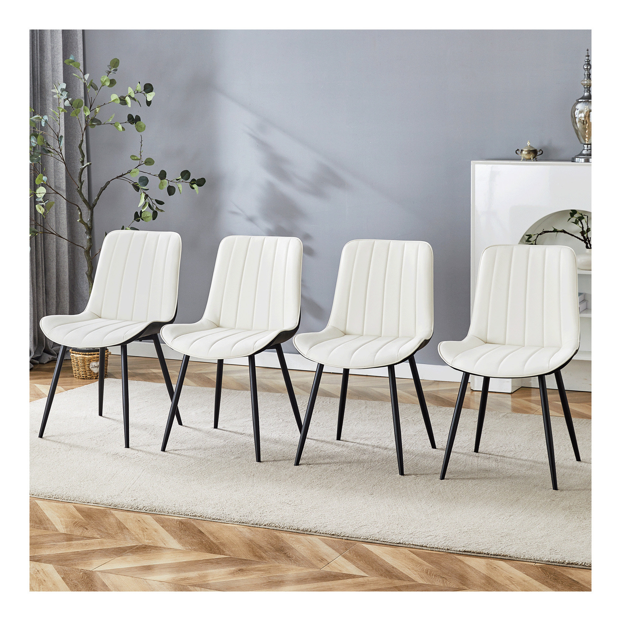 Latitude Run® Extended Seat Cushion PU Dining Chair Set - Four Pieces ...