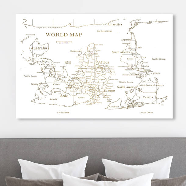 Round World 47'' W x 38'' H Dry Erase And Laminated Country Map | Wayfair
