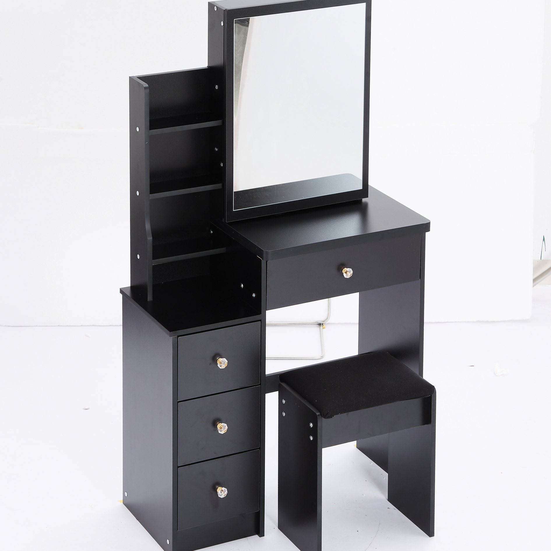 Ebern Designs Left Bedside Cabinet Vanity Table For Tiny Spaces, With ...