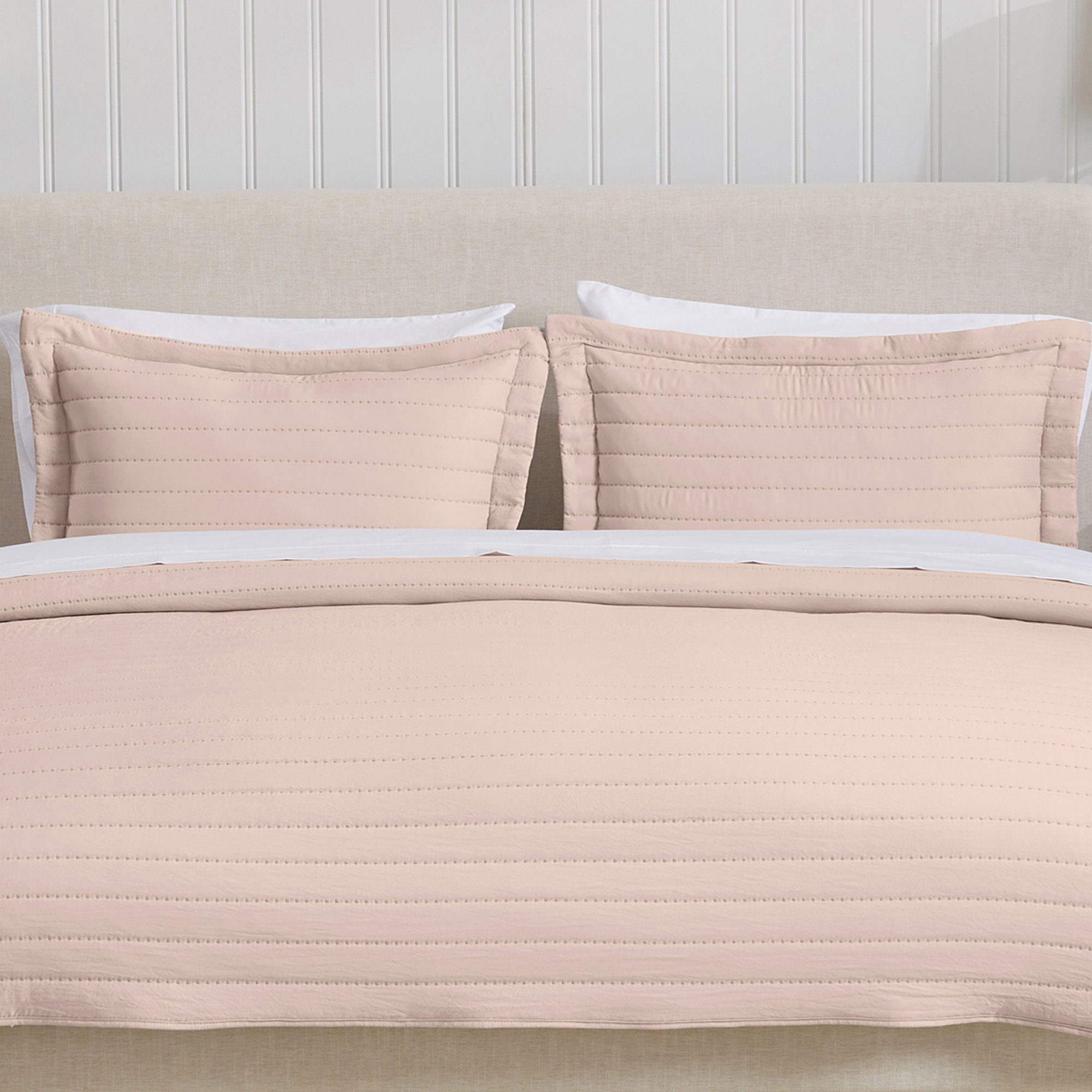 FreshFolds Solid Stitched Microfiber Quilt Set with Shams & Reviews ...