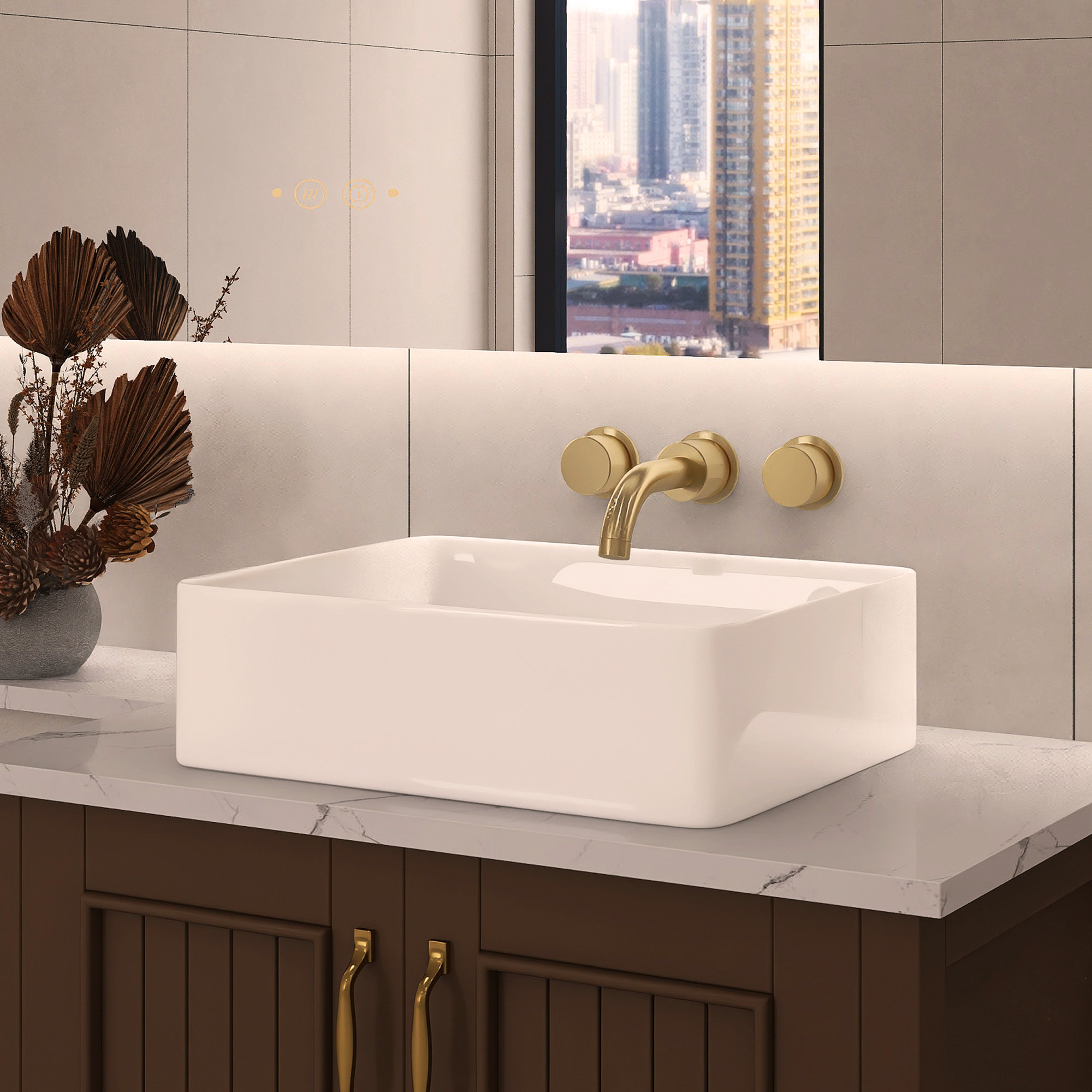 LIYU Vessel Sink Rectangle 19 Inch Bathroom Sink,Rectangular Above ...