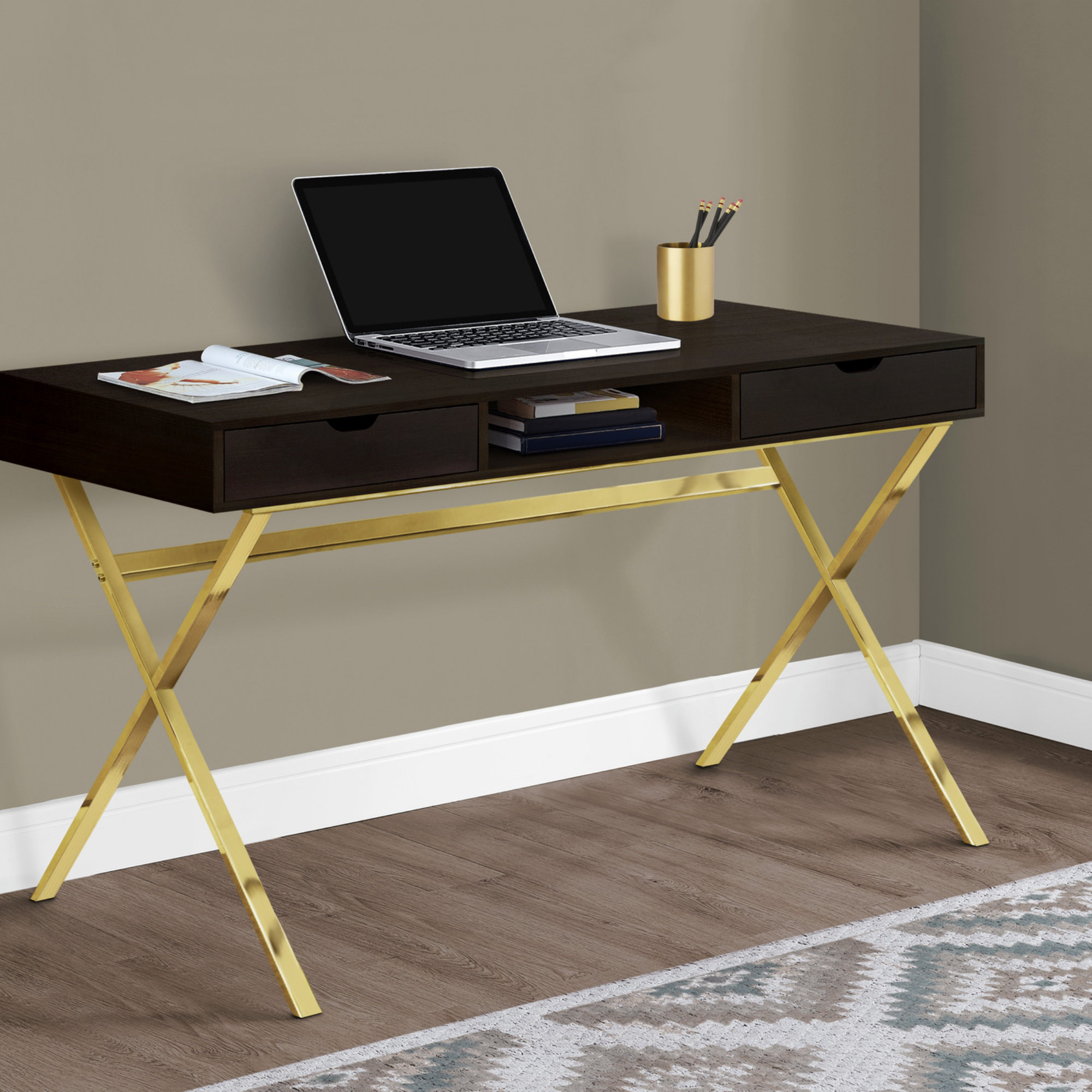 Latitude Run® Computer Desk, Home Office, Laptop, Storage Drawers, 48"L ...