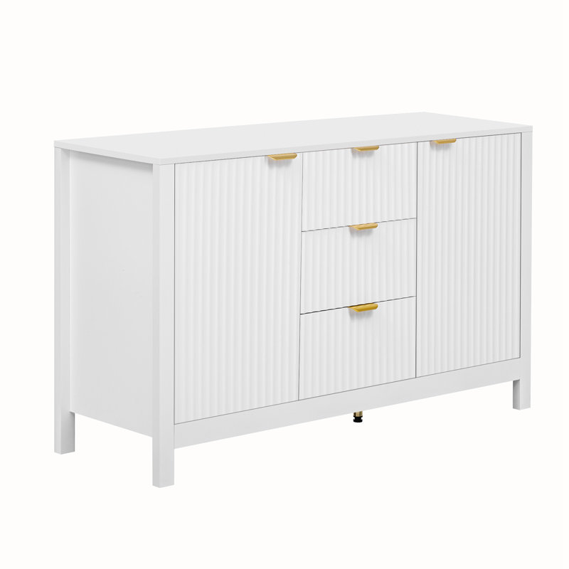 Mercer41 Cabinet with Wave Design - 3 Adjustable Shelves | Wayfair