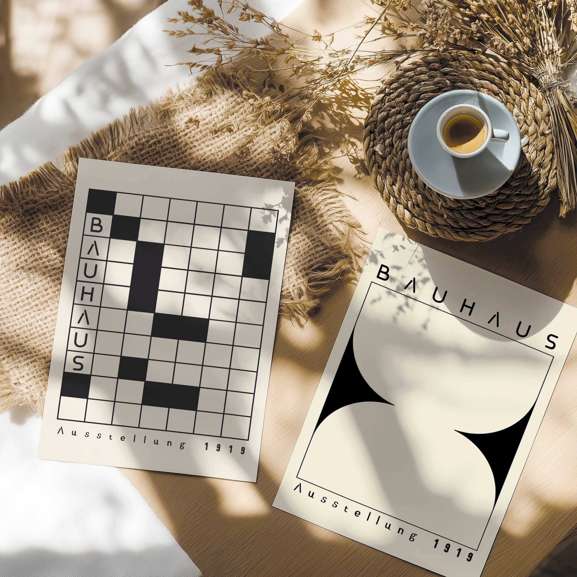 Winston Porter Bauhaus Grid & Balance Set of 2 Prints in a Frame | Wayfair