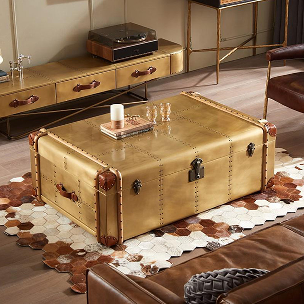Jes Design Vintage Industrial Metal Luggage Coffee Table Coffee Table ...