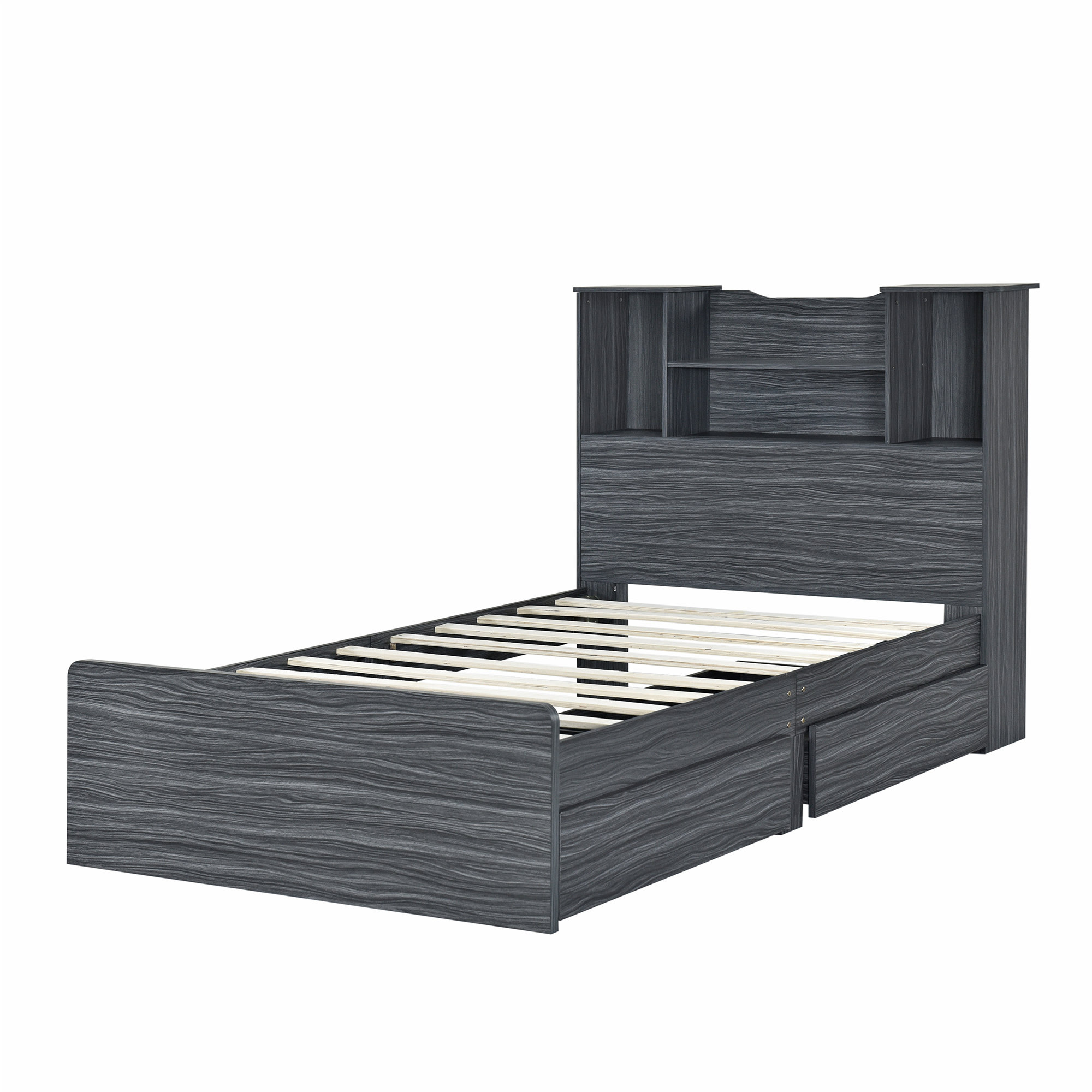Lark Manor™ Twin Size Storage Platform Bed Frame with 4 Open Storage ...