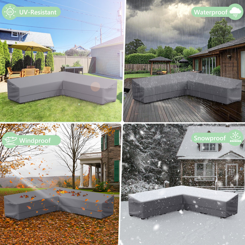 Latitude Run® Outdoor Sectional Sofa Cover Waterproof V Shaped Patio ...