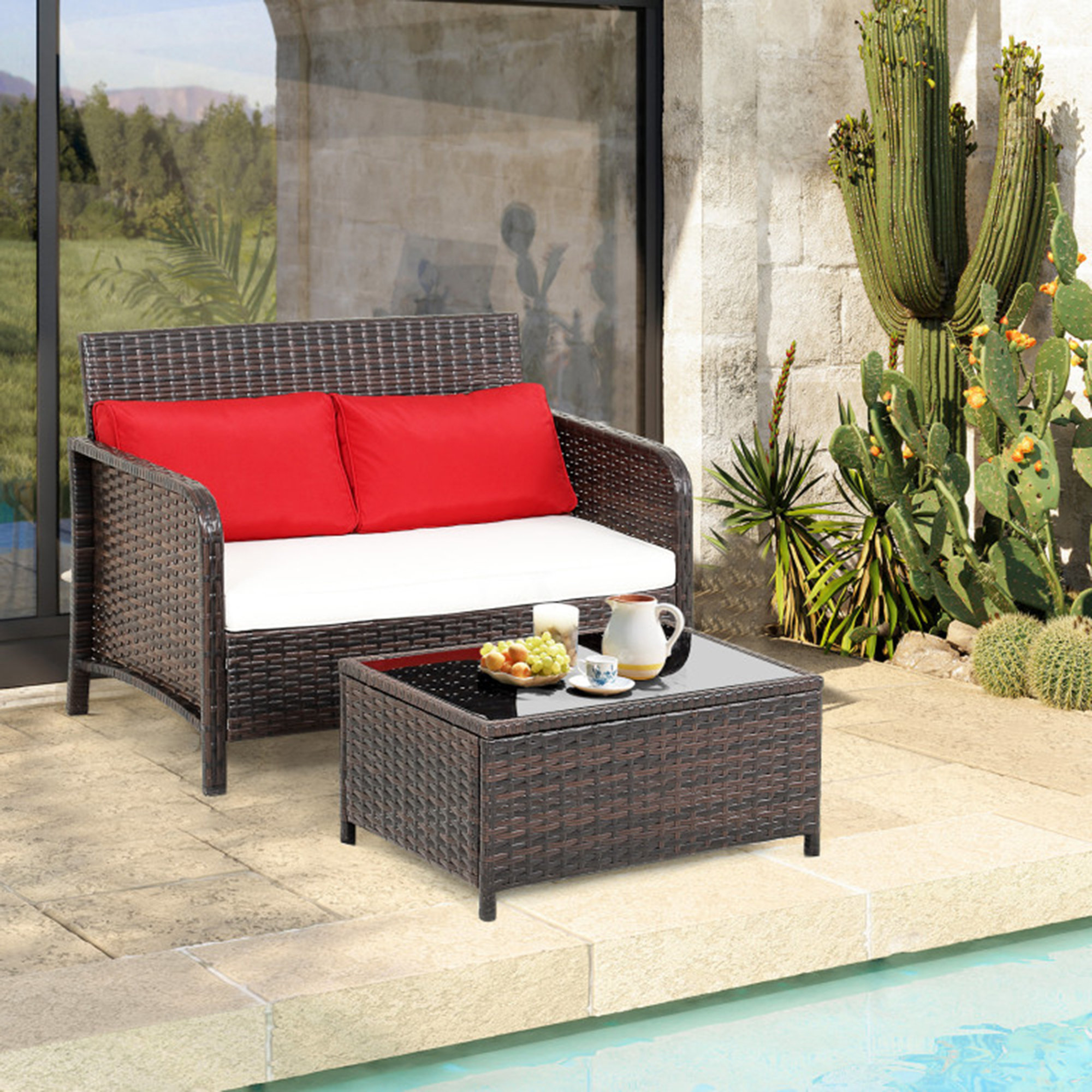 Winston Porter Powelton 2 - Person Seating Group with Cushions ...
