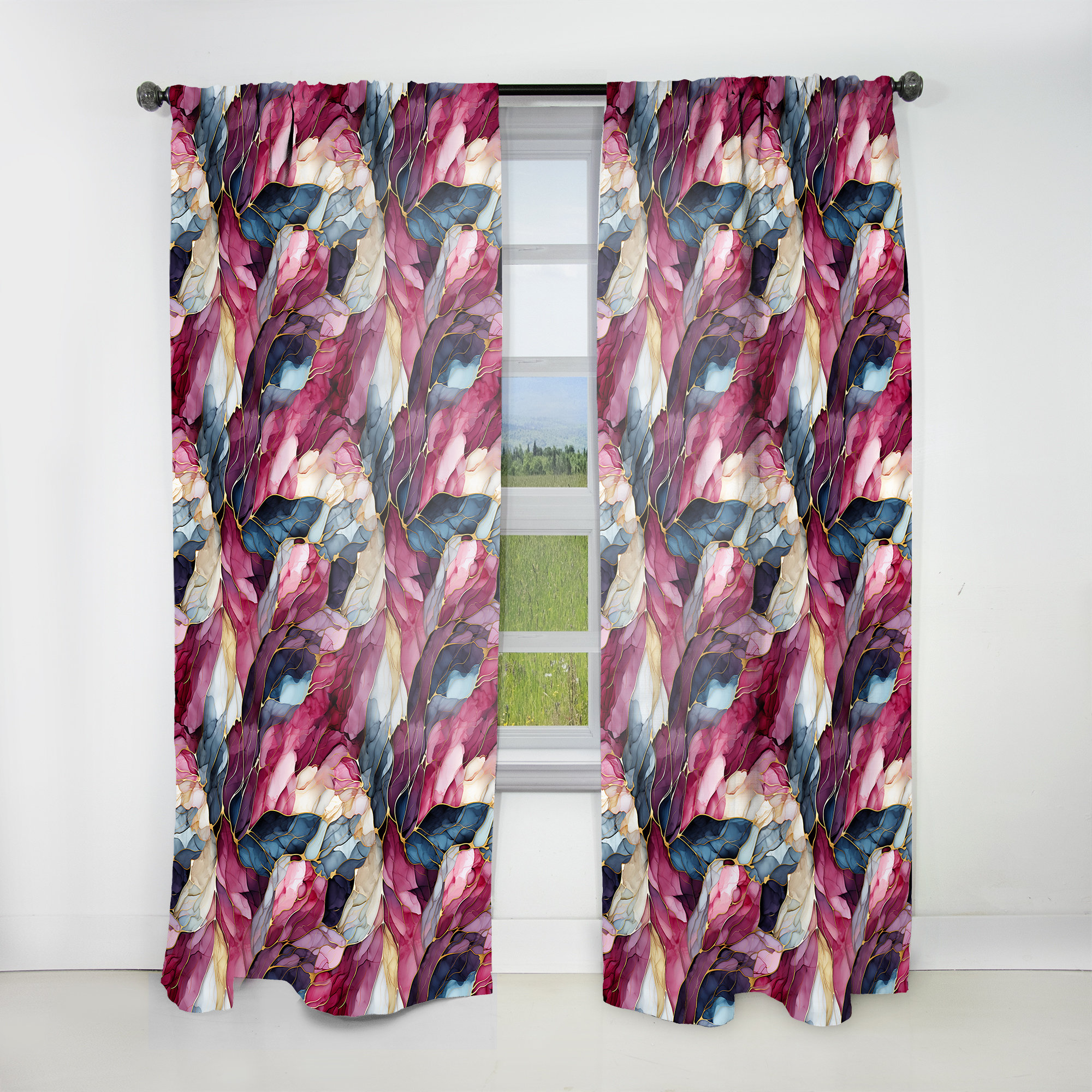 Design Art Bohemian Flair Marble Mosaic - Glam Curtain - Velvet Room ...