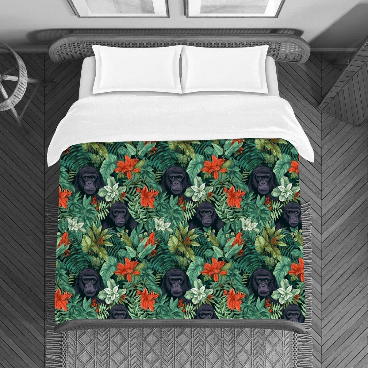 VisionDecor Gorilla Bedding Animal Duvet Cover Green | Wayfair