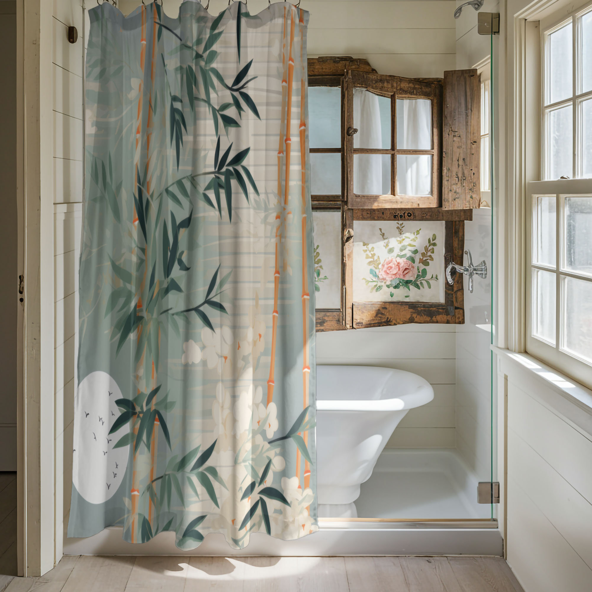 East Urban Home Bamboo Scheme - Premium Shower Curtain | Wayfair