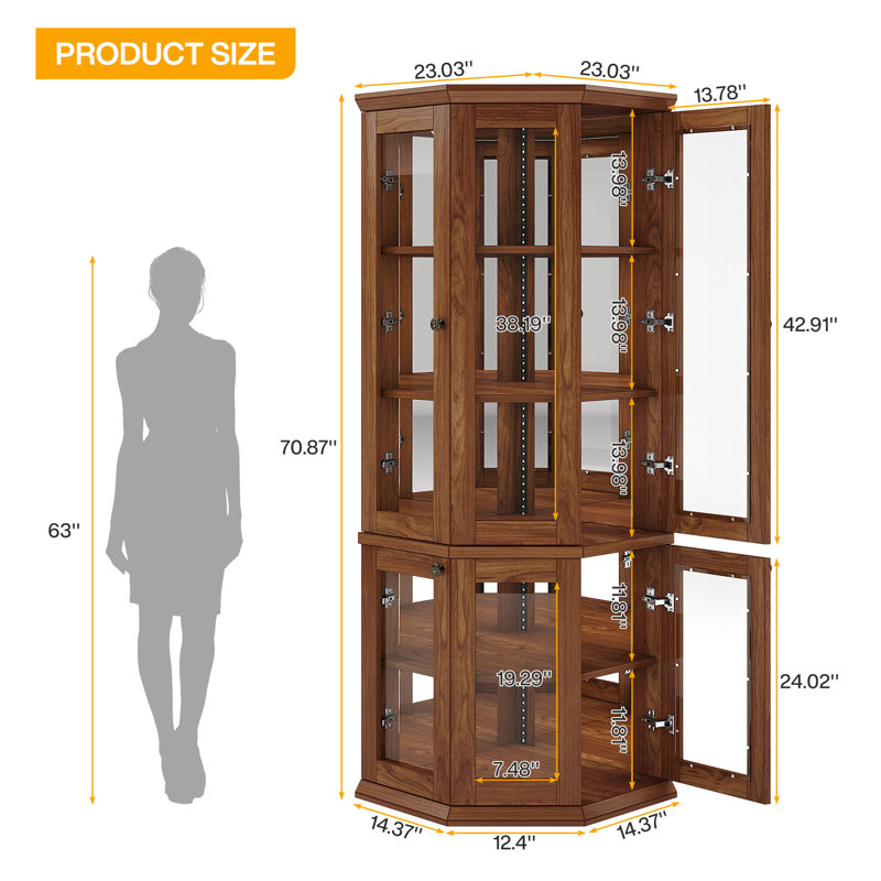 Red Barrel Studio® Corner Bar Storage Cabinet, 70" Tall Industrial Wine ...