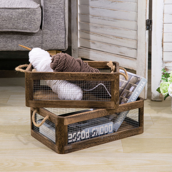 Loon Peak® 2 Piece Solid Wood Basket Set & Reviews | Wayfair