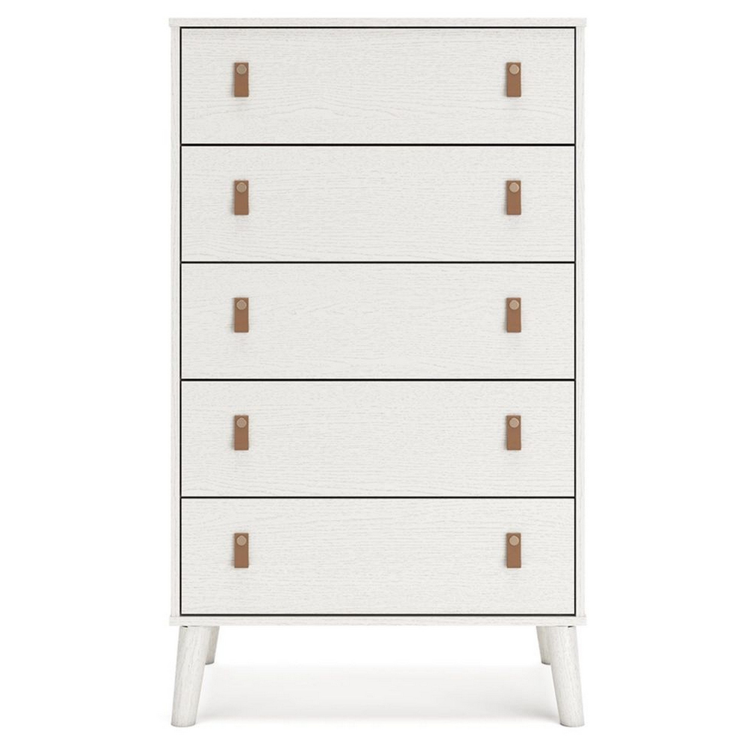 Benjara Nina 51 Inch 5 Drawer Tall Dresser Chest, Grey Faux Leather ...