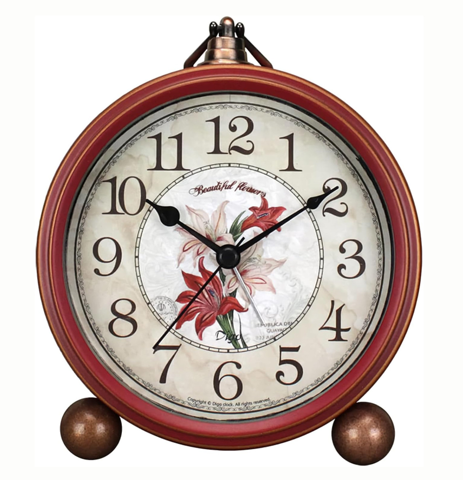 Ophelia & Co. Analog Metal Electric Tabletop Clock with Alarm Pink Red ...