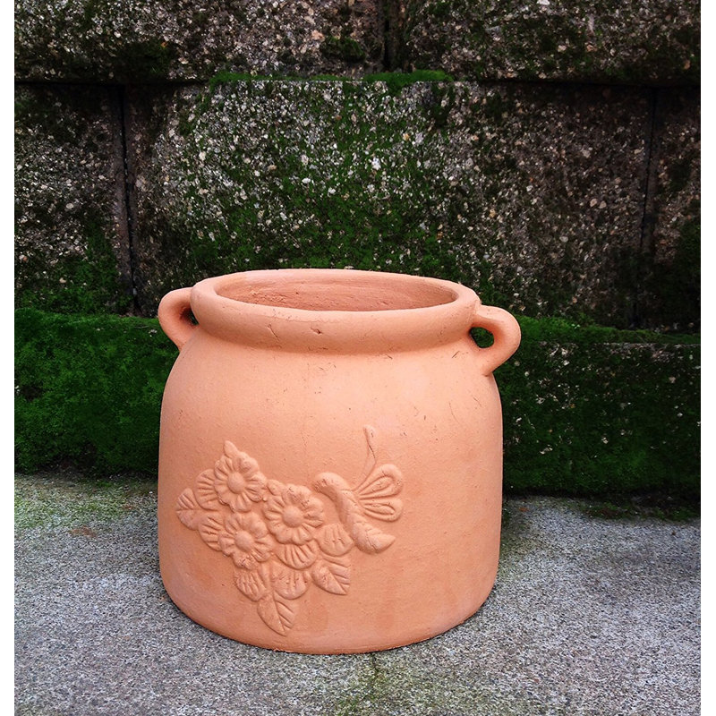 August Grove® Pumphrey Hand Pressed Ancient Stressed Terracotta Pot ...