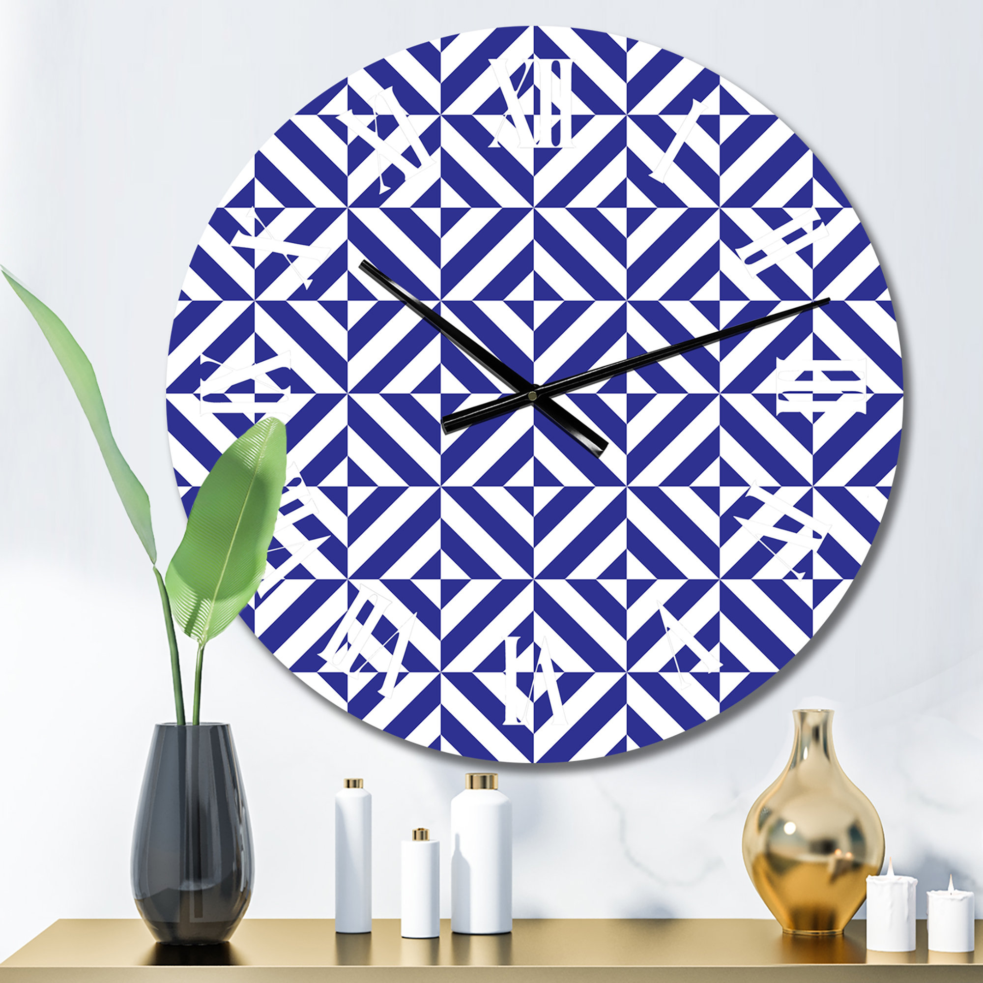 East Urban Home Blue and White Striped Geometrics - Patterned Wall ...