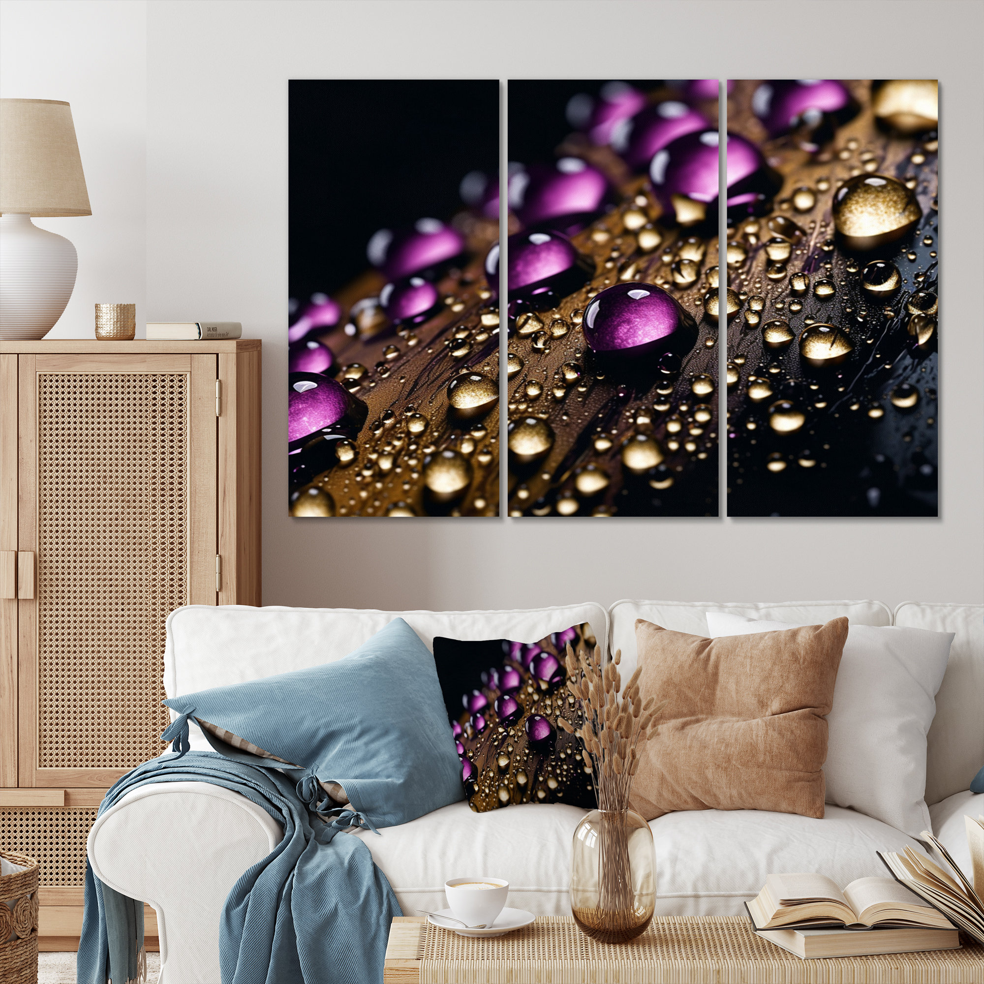Ebern Designs Purple Rose With Raindrops II - Raindrops Wall Art Living ...