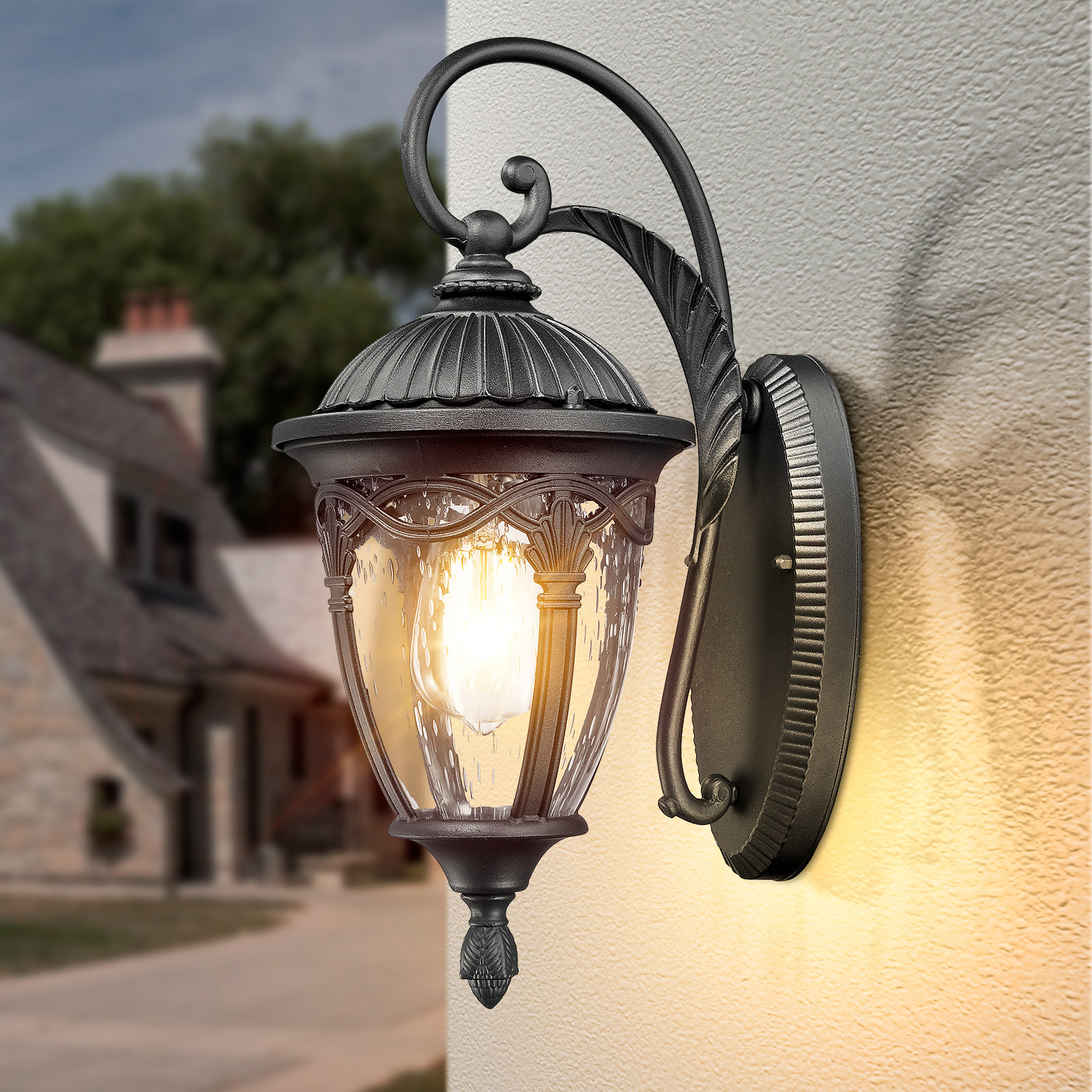 Alcott Hill® Outdoor Wall Lantern, Outdoor Lights Fixtures Wall Mount ...