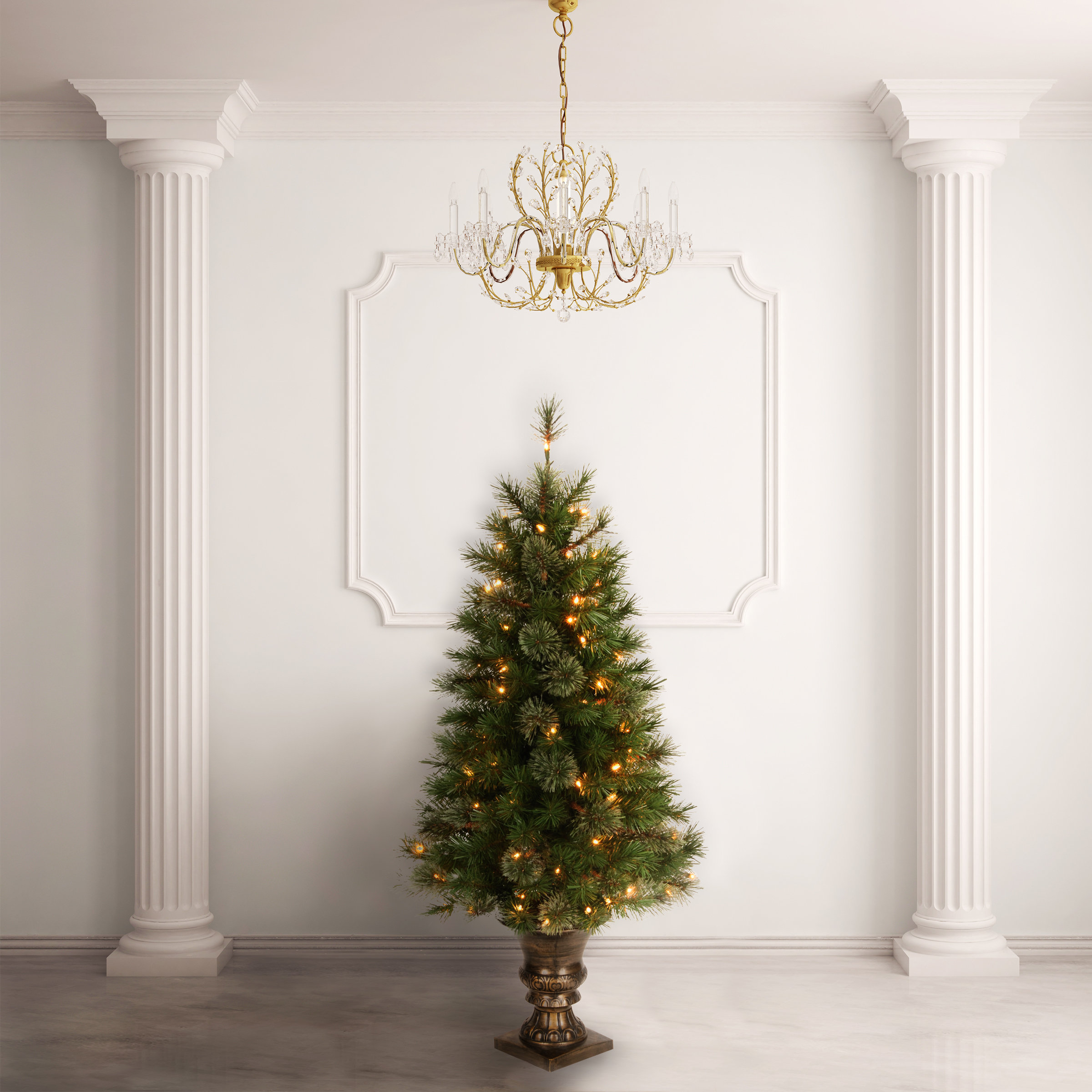 The Holiday Aisle® 4 ft. Atlanta Spruce Entrance Tree with Clear Lights ...