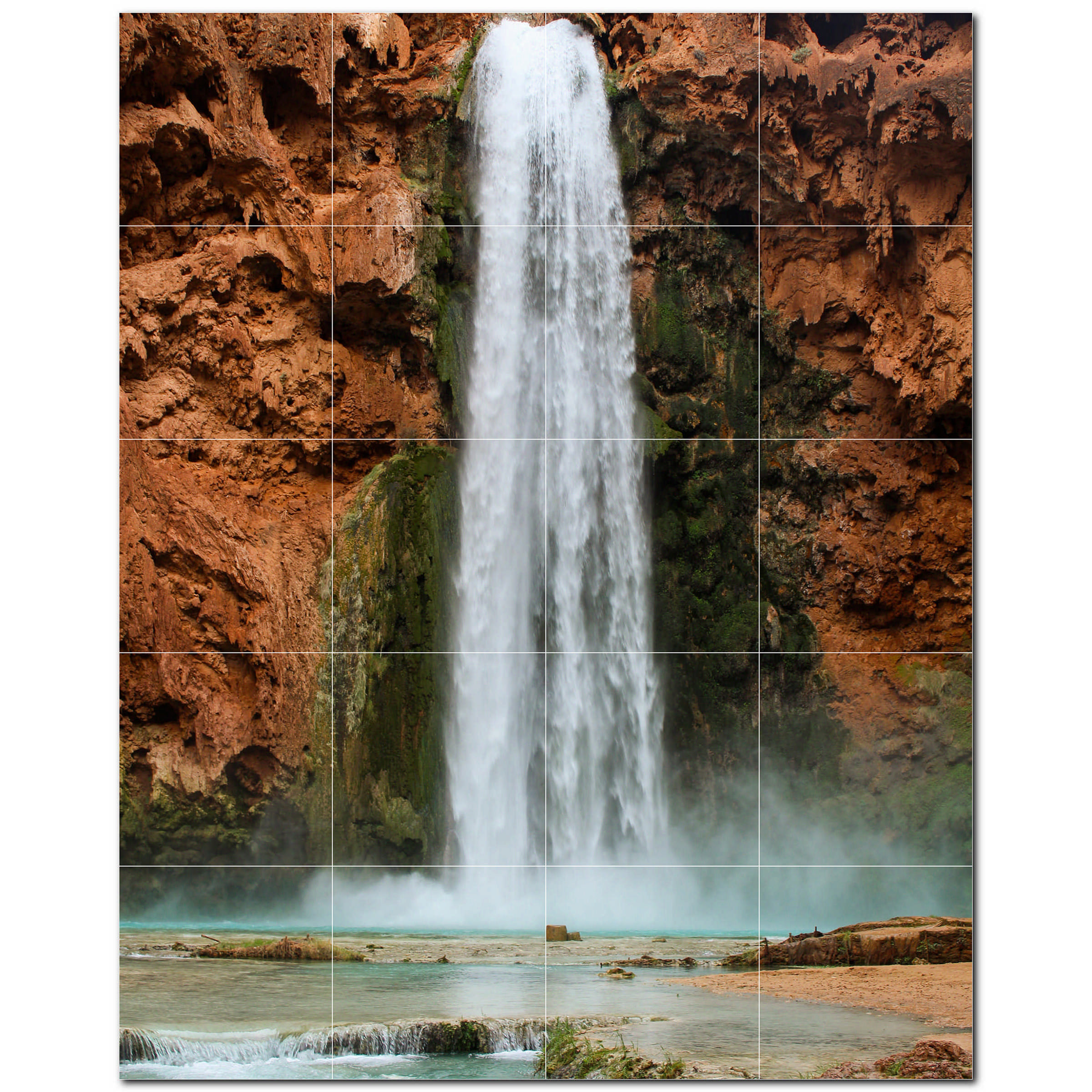 Picture-Tiles.com 48" x 60" Ceramic Waterfalls Photo Decorative Mural ...
