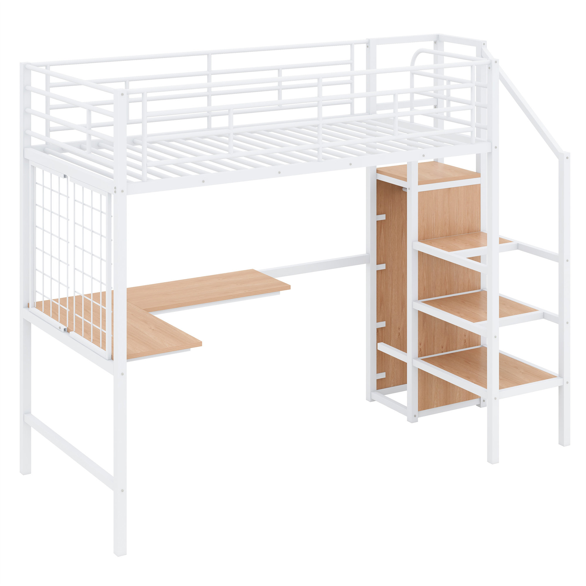 Mason & Marbles Ontario Metal Platform Loft Bed with Shelves by Mason ...