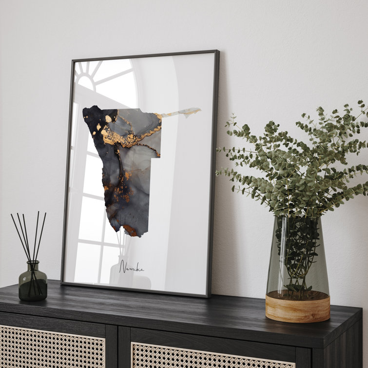 Fairmont Park Namibia Map Black & Gold Wall Art Decor | Wayfair.co.uk