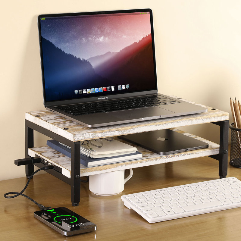 Latitude Run® Porschea Vintage Wood Monitor Stand | Wayfair