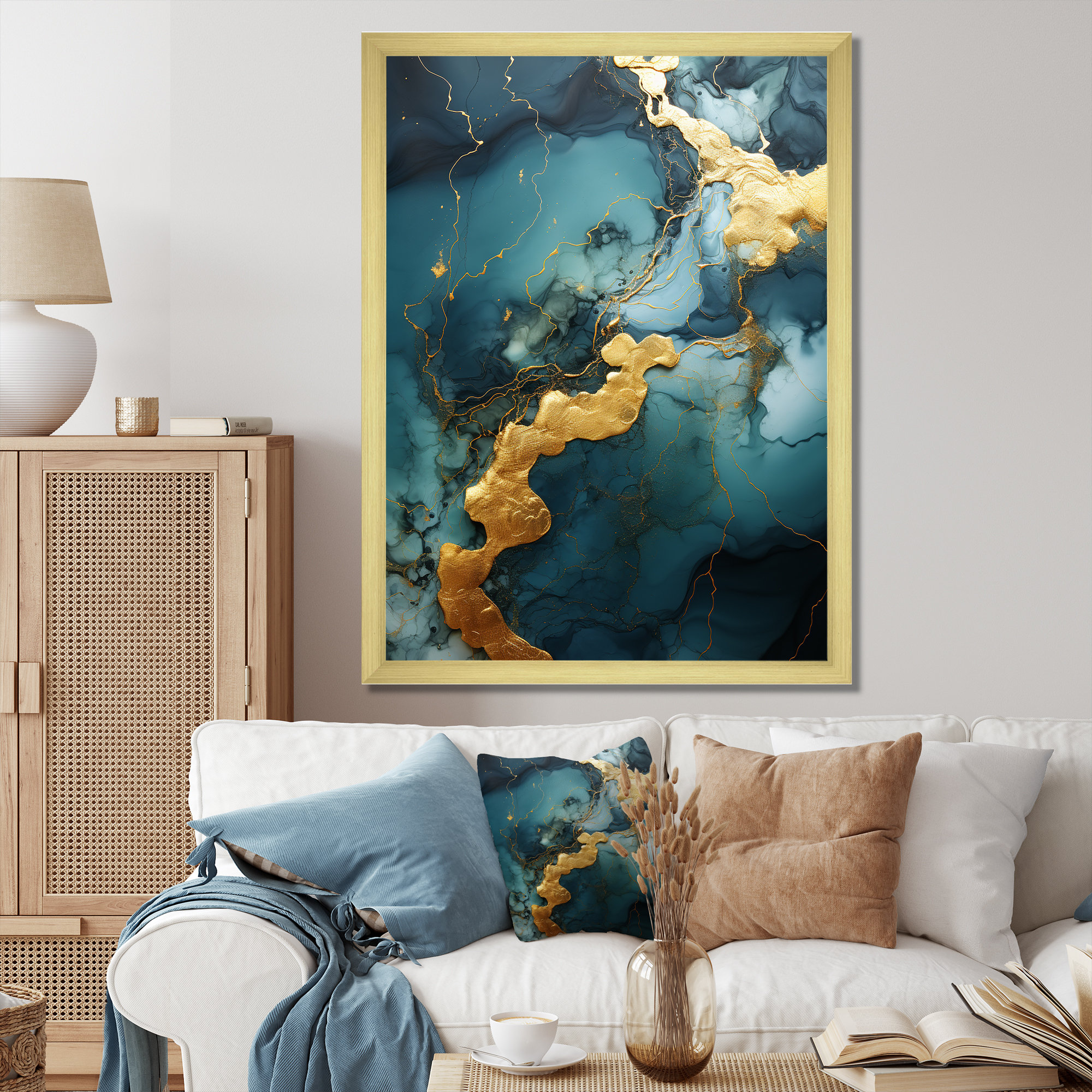 Mercer41 Gold And Green Abstract Marble Design V - Marble Wall Decor ...