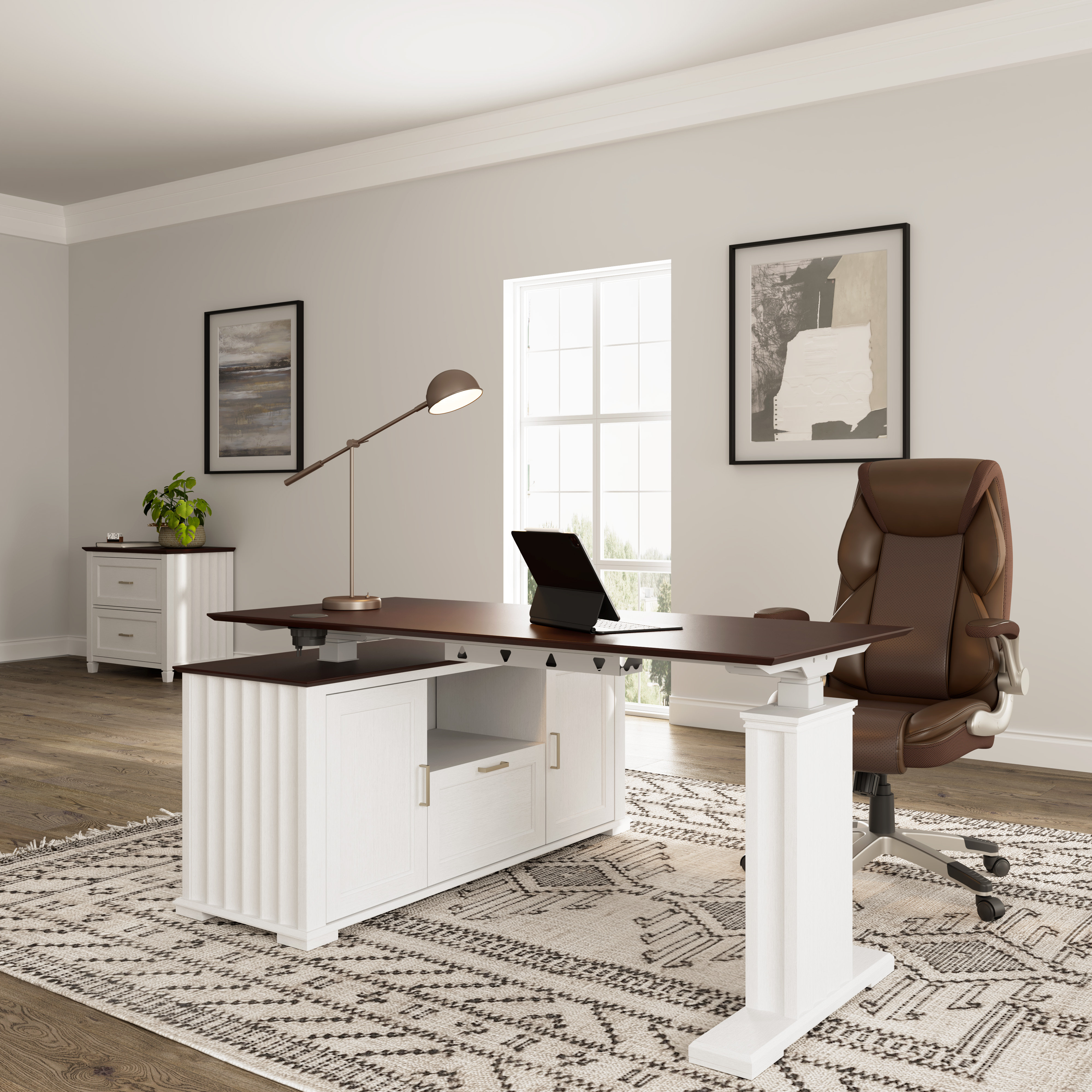 Lark Manor Ashantey Height Adjustable L-Shaped Standing Executive Desk & Reviews - Wayfair Canada