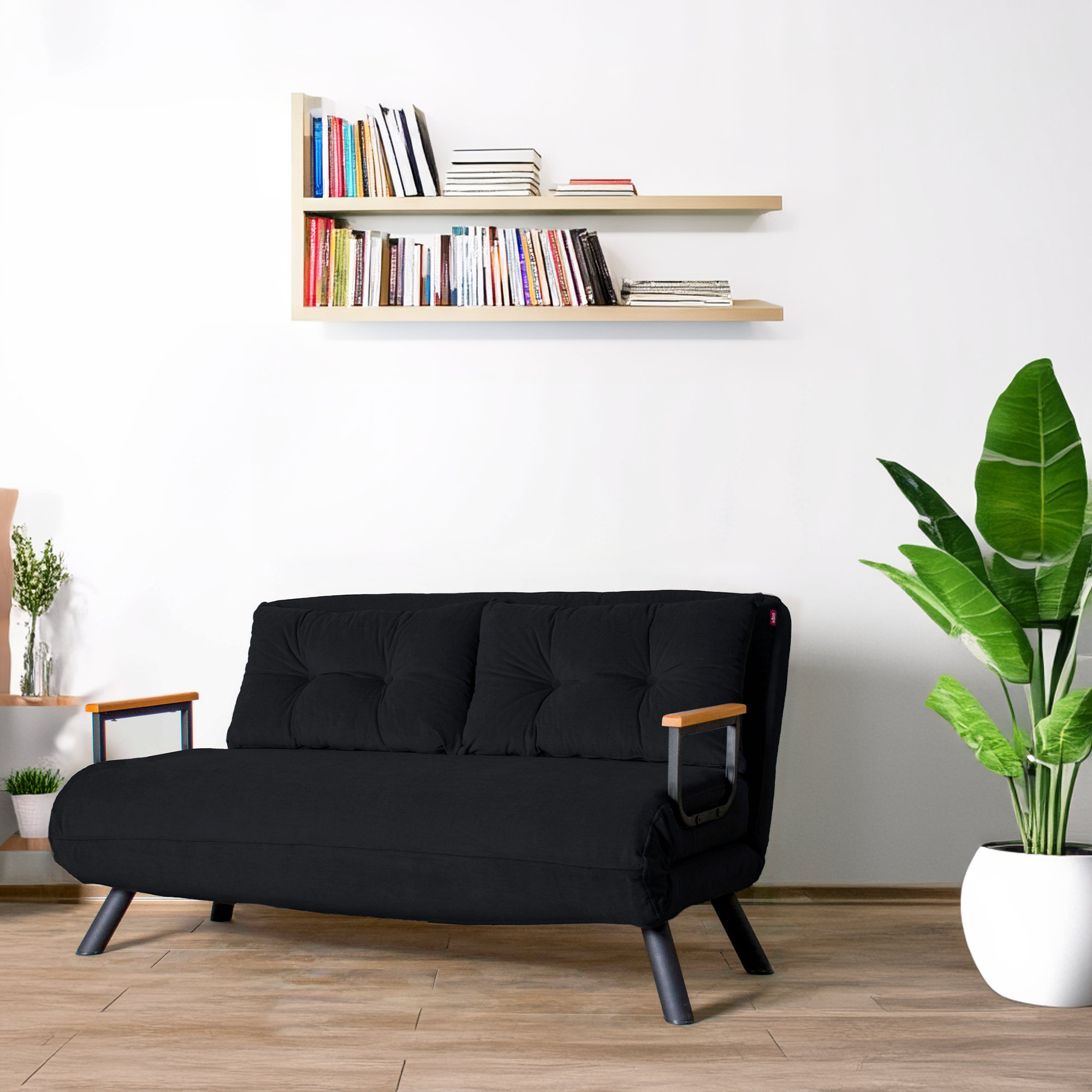 Corrigan Studio® Metal Frame 2-Seat Sleeper Sofa With 14-Level ...