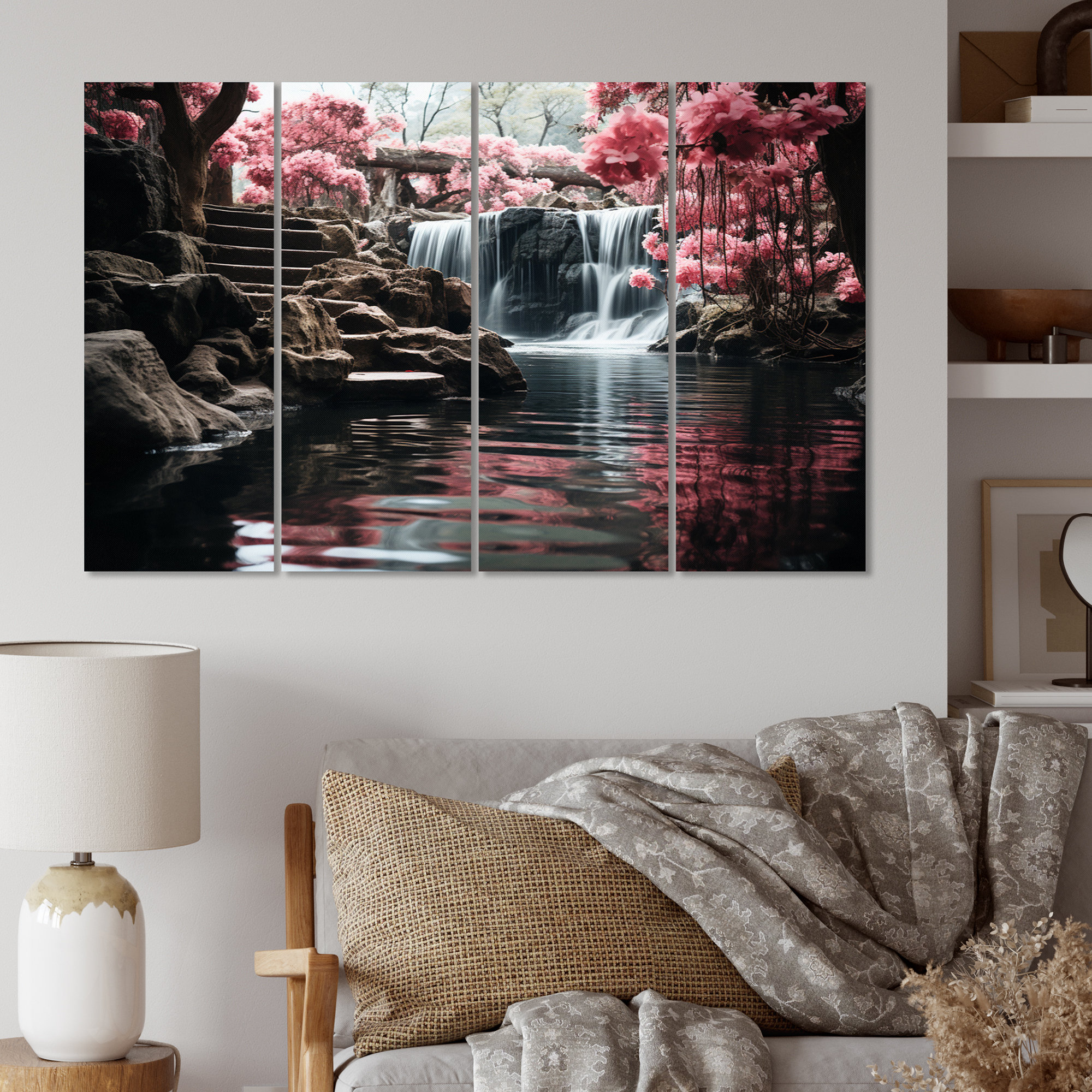 Design Art «Peach Tree Waterfall Natures Elegance I», impression d'art ...