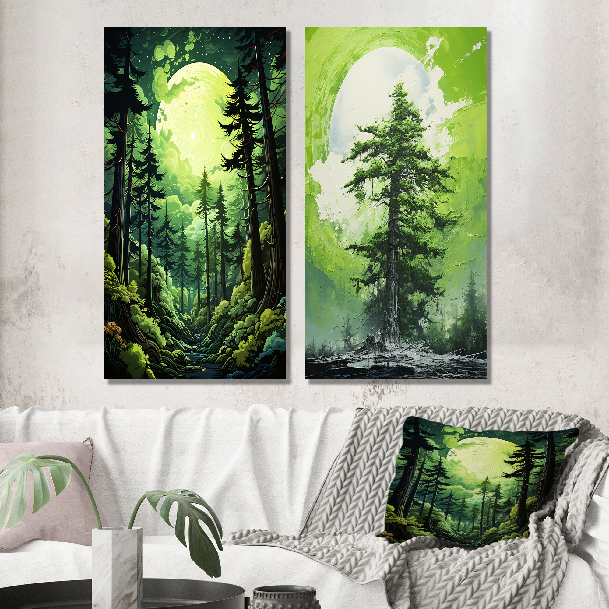 Millwood Pines Neon Green Redwood Trees Forest - Tree Redwood Canvas ...