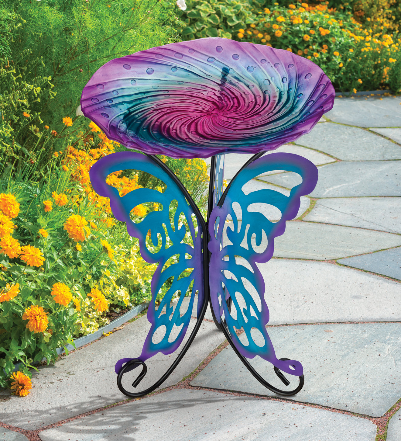 Regal Art & Gift 18" Birdbath with Decorative Stand - Butterfly ...