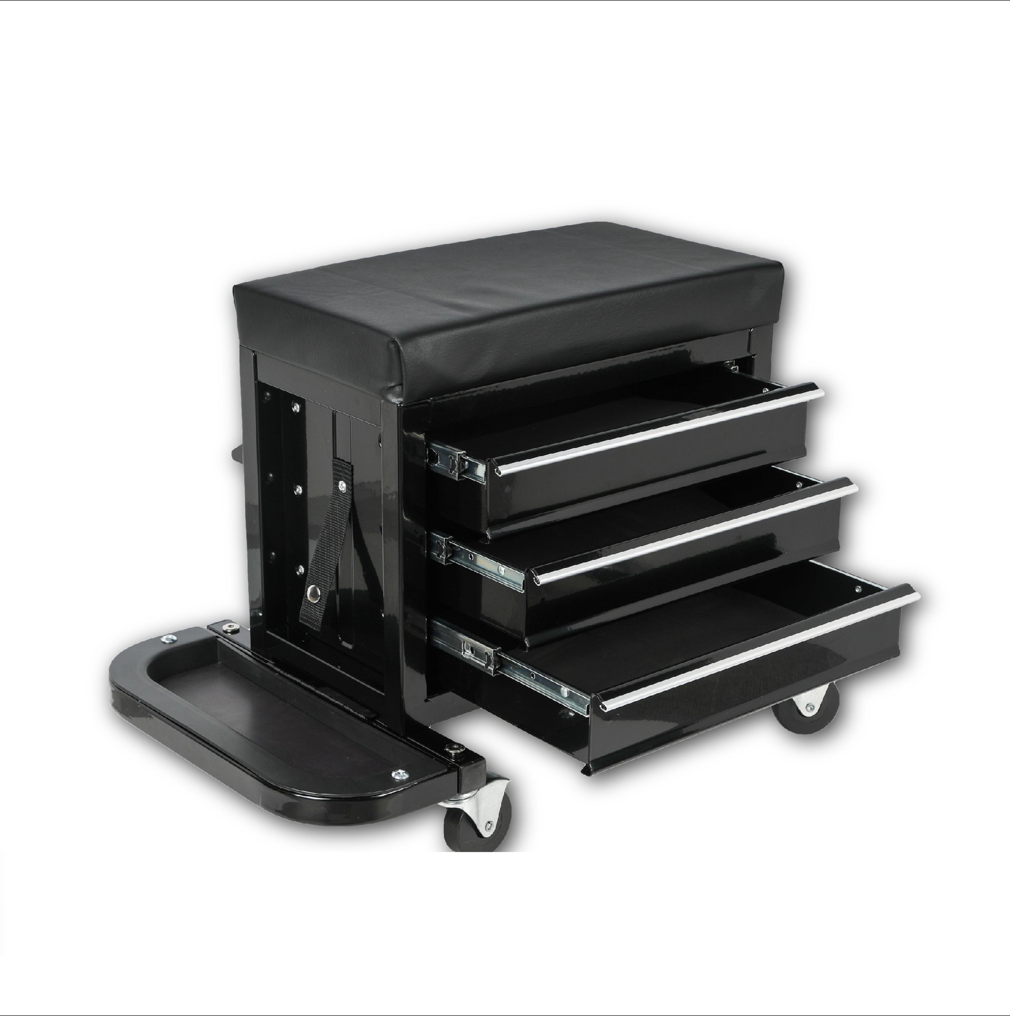 17 Stories 3-Drawer Tool Chest Rolling Mechanic Seat With Tool Trays ...