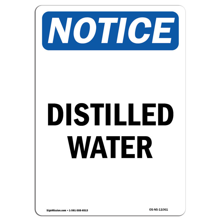 SignMission Distilled Water Sign | Wayfair