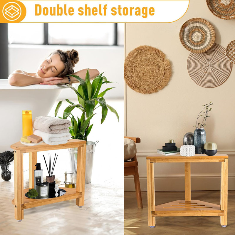 Lark Manor™ Corner Shower Stool,Bamboo | Wayfair