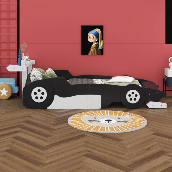 Youzi Unfinished Race Car-Shaped Platform Bed with Wheels | Wayfair