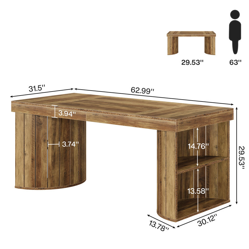 Gracie Oaks 63-Inch Computer Desk, Wood Office Executive Desk | Wayfair