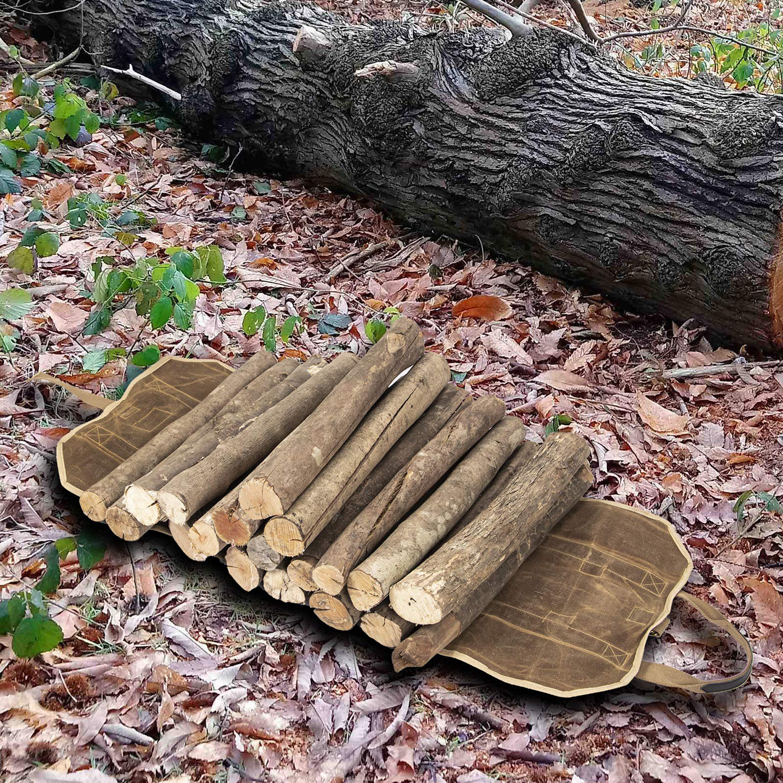 Arlmont & Co. Firewood Fireplace Carrier Logs Tote Holder 20 Oz Waxed ...