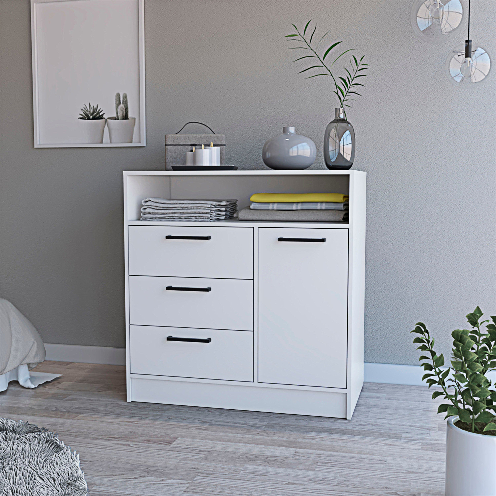 CARLOS FURNITURE Open Storage Shelf 3 Drawer Dresser | Wayfair
