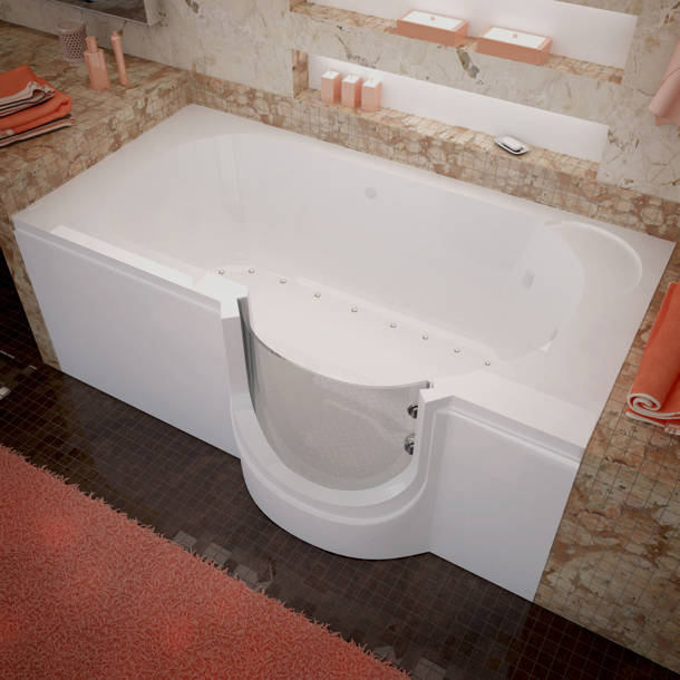 Therapeutic Tubs Stream 58.5'' x 29.5'' Walk-in Whirlpool Acrylic ...